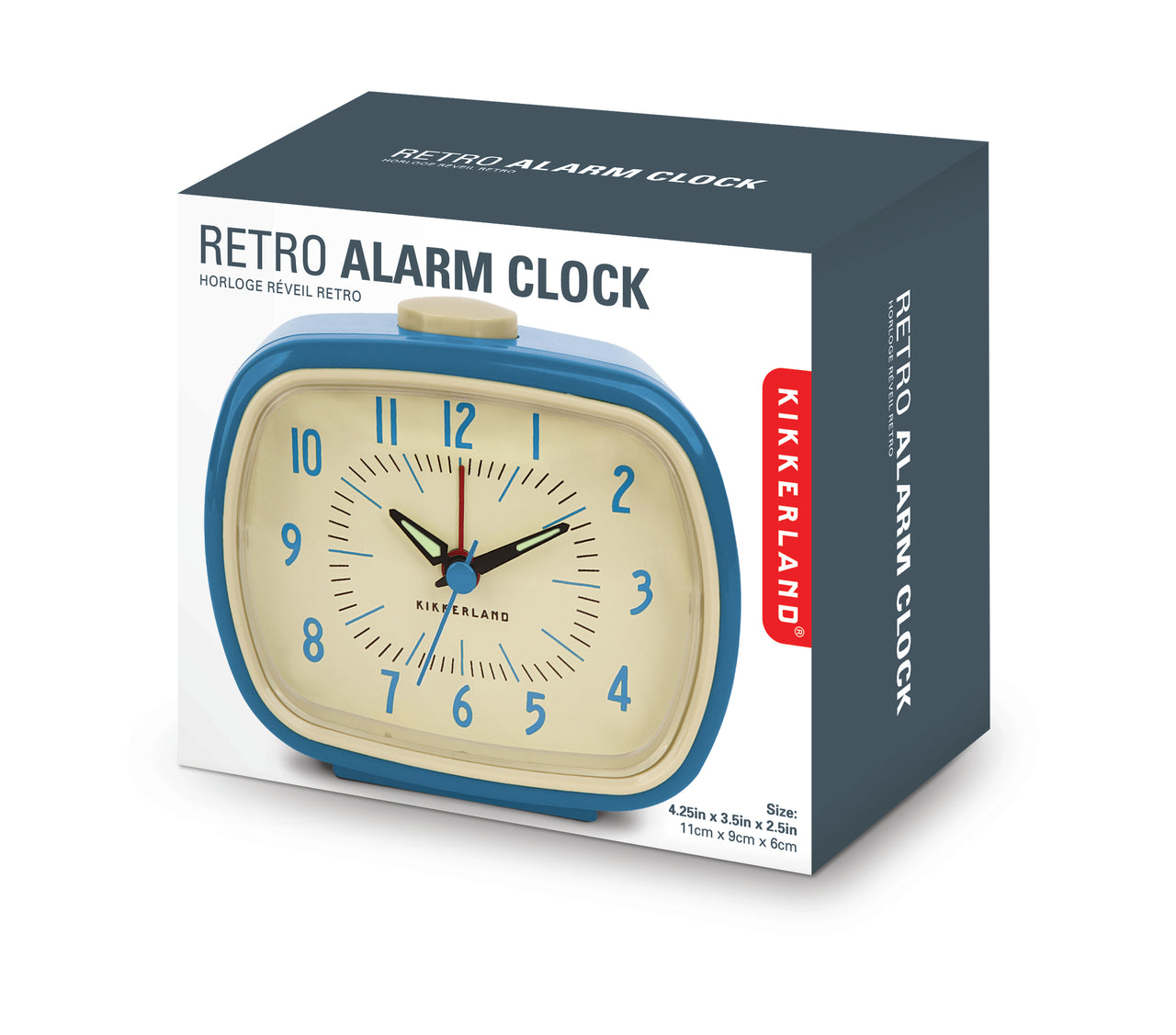 Blue Retro Alarm Clock – Kikkerland Design Inc
