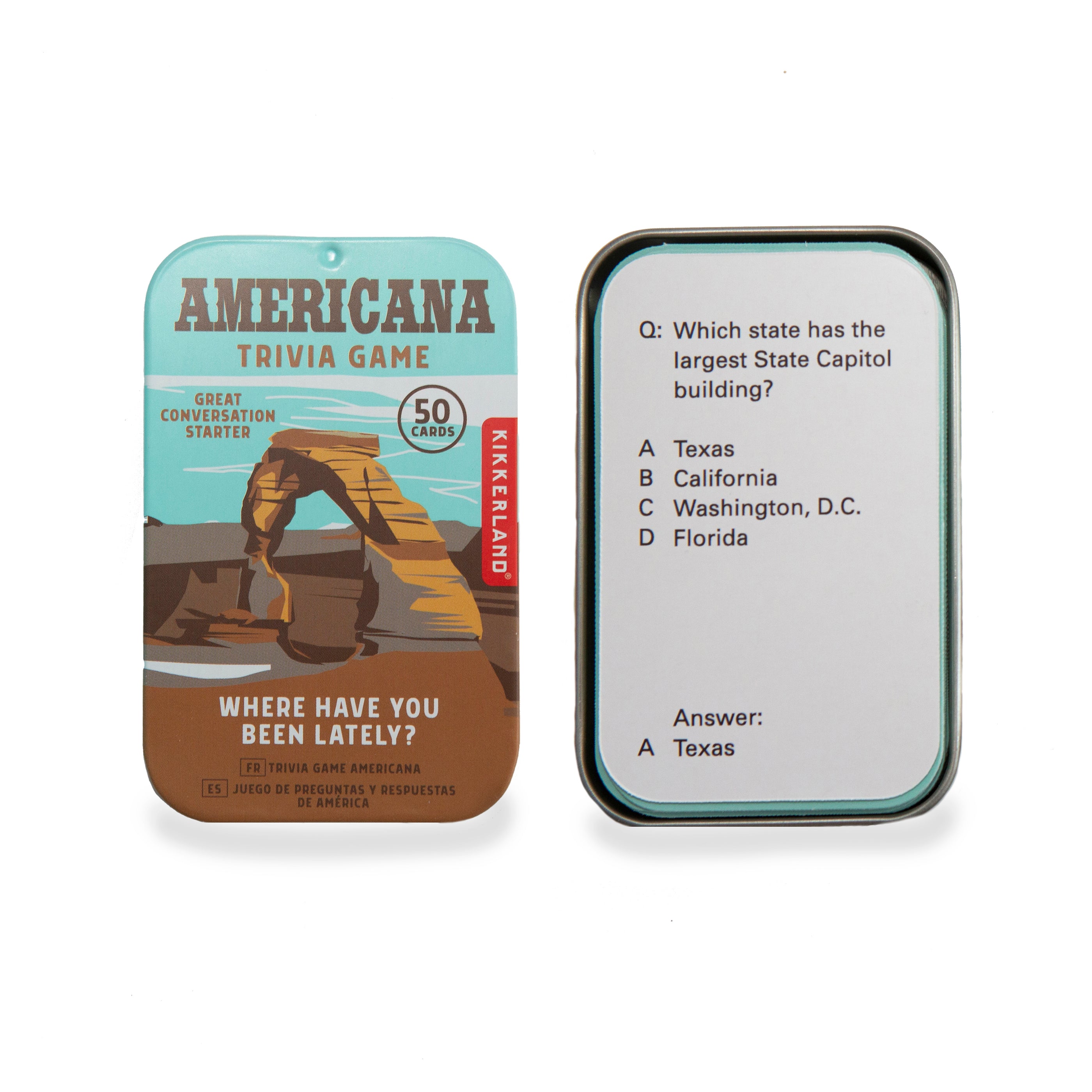 Americana Trivia Game in a Tin, Flash Cards — Kikkerland Design Inc