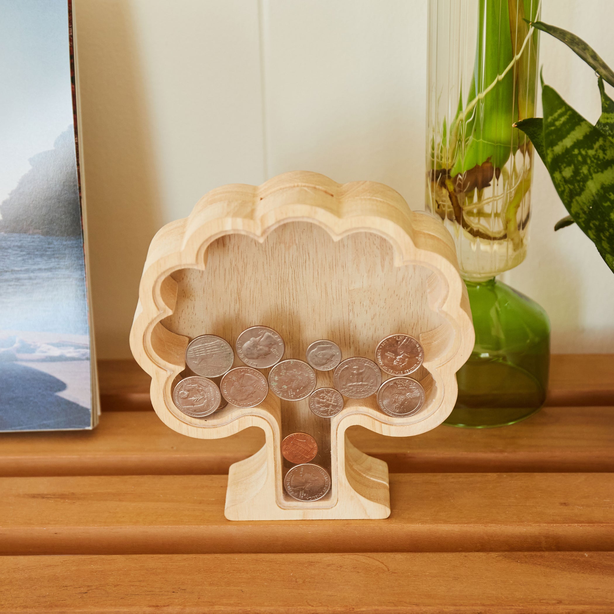 Wooden Savings Money Tree Coin Bank, Piggy Bank — Kikkerland Design Inc